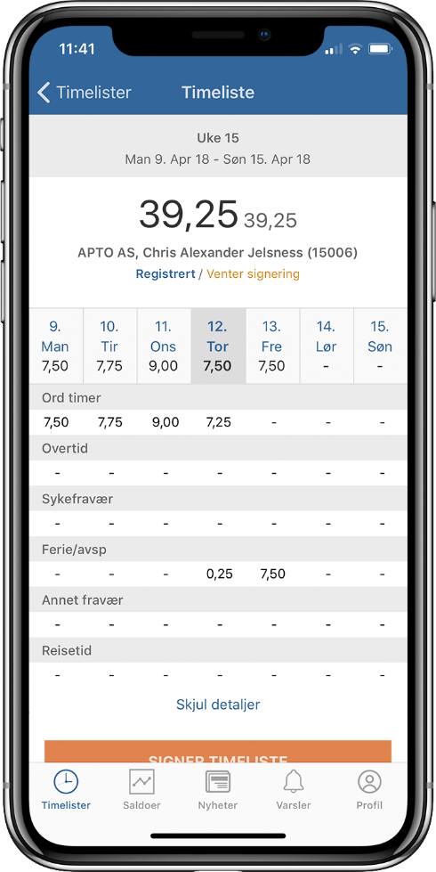 iCORE Hours App - Norsk brukerveiledning (iOS)